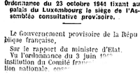 L'Assemblée Consultative provisoire au palais du Luxembourg | Sénat